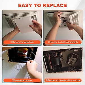 【Upgrade】 Model 655 A/B/C Low Noise Fan Heater, Compatible with Broan 655-A,655-B,655-C,656-A,656-B,656-C,658,659-A,659-B,659-C,659-D,695,HFL695, S97017063 Bathroom Fan Heater Assembly