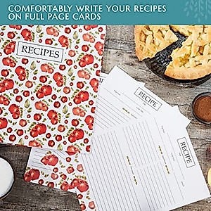 Recipe Binder – Write 100 Favorite Recipes on 50 Double Sided Blank Recipe Cards (8.5x11 in) w/ 50 Protective Sleeves & Add 200 Printed Recipes – Incl. Conversion Chart & 7 Menu Dividers