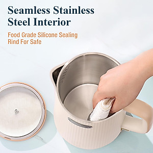 Nueve&Five 1.7L Electric Kettle,Double Wall Electric Tea Kettle,Auto Shut Off,1200W Hot Water Kettle Electric of 304 Stainless Steel-Cream White