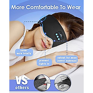 Sleep Headphones Bluetooth Headband Sleeping Headphones Headband 10Hrs Wireless Music Eye Mask with Comfortable Earbuds for Side Sleepers, Women Men Tech Gift for Birthday Christmas Stocking Stuffers