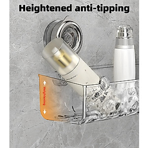 ROKIE Shower Caddy Suction Cup Storage Rack Clear Acrylic Shower Shelves Glacier Water Ripples Corner Shelf For Bathroom Shower Accessories (J)