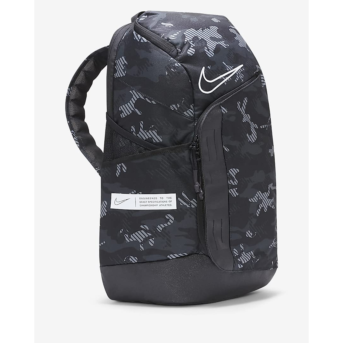 Nike Elite Pro Printed Basketball Backpack (32L) (Black/Black/White, One Size)