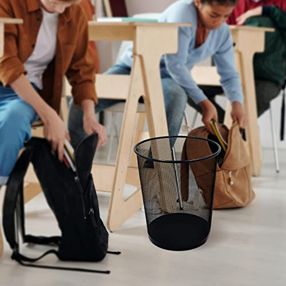 SHSYCER Black Mesh Trash Cans 4 Gallon, Mesh Office Trash Can 10 Pack, Metal Wire Wastebaskets, Waste Basket Trash Can, Small Trash Cans,Recycling Garbage Container Bin for Office, Home, Bedroom