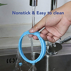 New Egg Ring with Oil Brush 100% Food Grade Egg Cooking Rings, Durable & Reusable Silicone Ring Eggs, Non Stick Silicone Ring for Eggs (5 Pack)