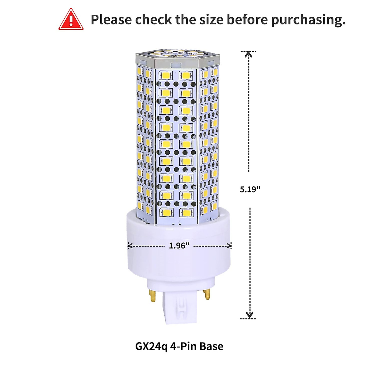 TSEXES Gx24q LED Light Bulb,4-Pin Light Bulb,13W PL-C Recessed Lamp Replacement 26W Fluorescent Light Bulb,4100K,4-Pack