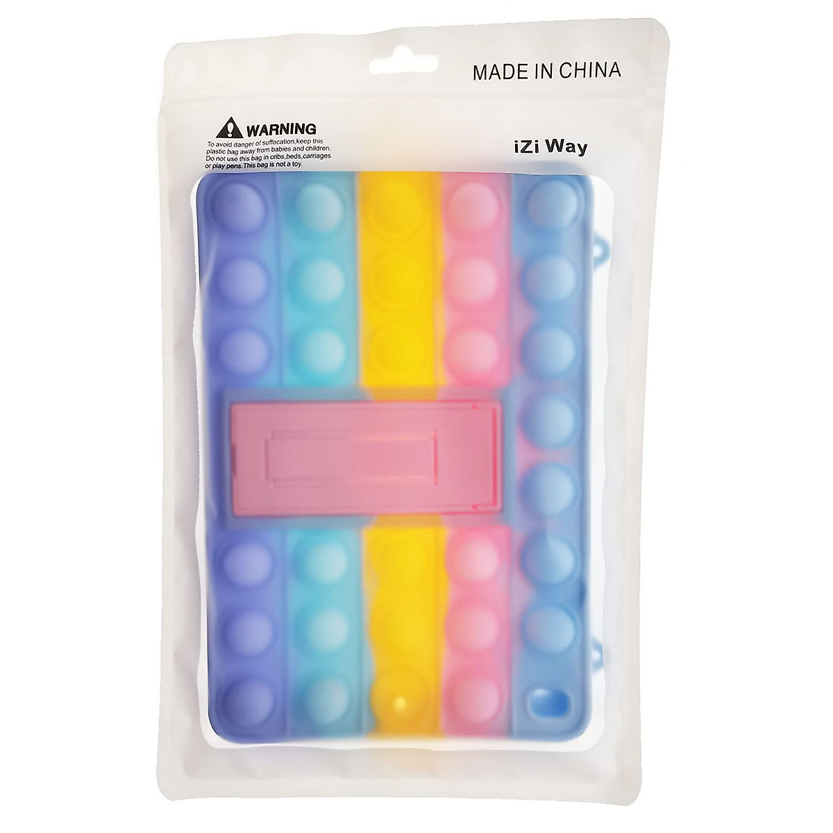 iZi Way Pop It iPad Case Mini 2 / Mini 3 / Mini 1 Kids Girl, Fidget Toys Poppet Push Bubble Cute Silicone Tablet Case, Stand, Strap for iPad Mini 1st / 2nd /3rd Gen (7.9", 2012/2013/2014) - Rainbow