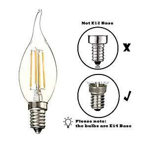 E14 Base LED Light Bulbs 4W CA11 Antique Candelabra Filament Candle Lamp Bulb, Energy Saving Warm White 2700K Vintage Style Flame Shape Bent Tip Bulb (10 Pack)
