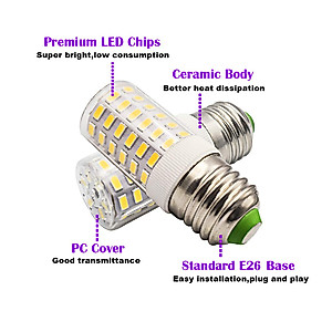 Haidecnc Refrigerator Light Bulb 7W LED E26 Equivalent 100W A15 Fridge Freezer Appliance Home Lighting E26 Edison Halogen, Cool White 6500K 100V-265V Super Bright Corn Lamp, Pack of 2 2T5766C-WE26