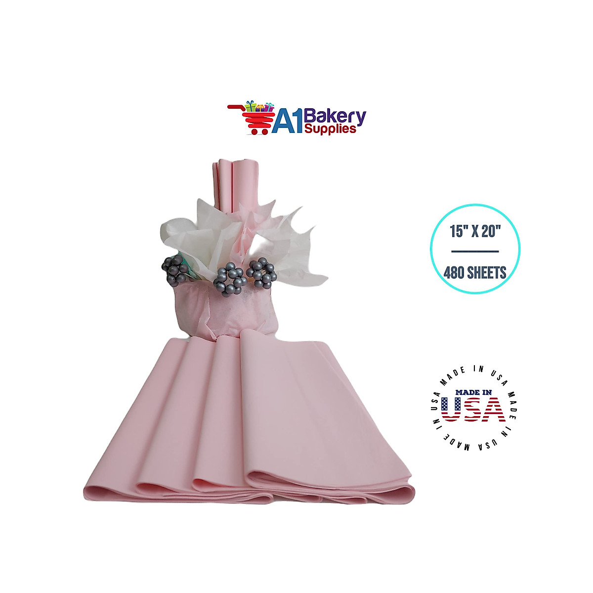 Bulk Blush Tissue Paper 15 inch X 20 inch 480 Sheets Premium Quality Gift wrap Tissue Paper A1 bakery supplies