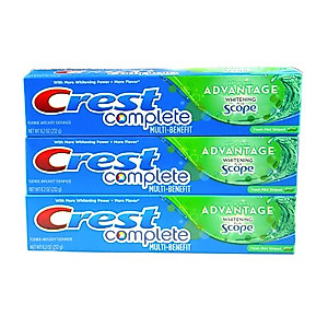 Crest Complete Multi-Benefit With Extra Advantage Whitening Plus Scope Toothpaste - Fresh Mint Striped 8.2oz (Pack of 3)