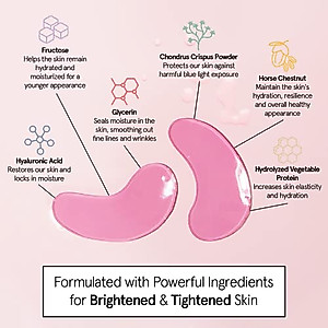 Under Eye Mask - (24 Pairs, Pink) Reduce Dark Circles, Puffy Eyes, Undereye Bags, Wrinkles - Gel Under Eye Patches, Vegan Cruelty-Free Self Care by grace and stella