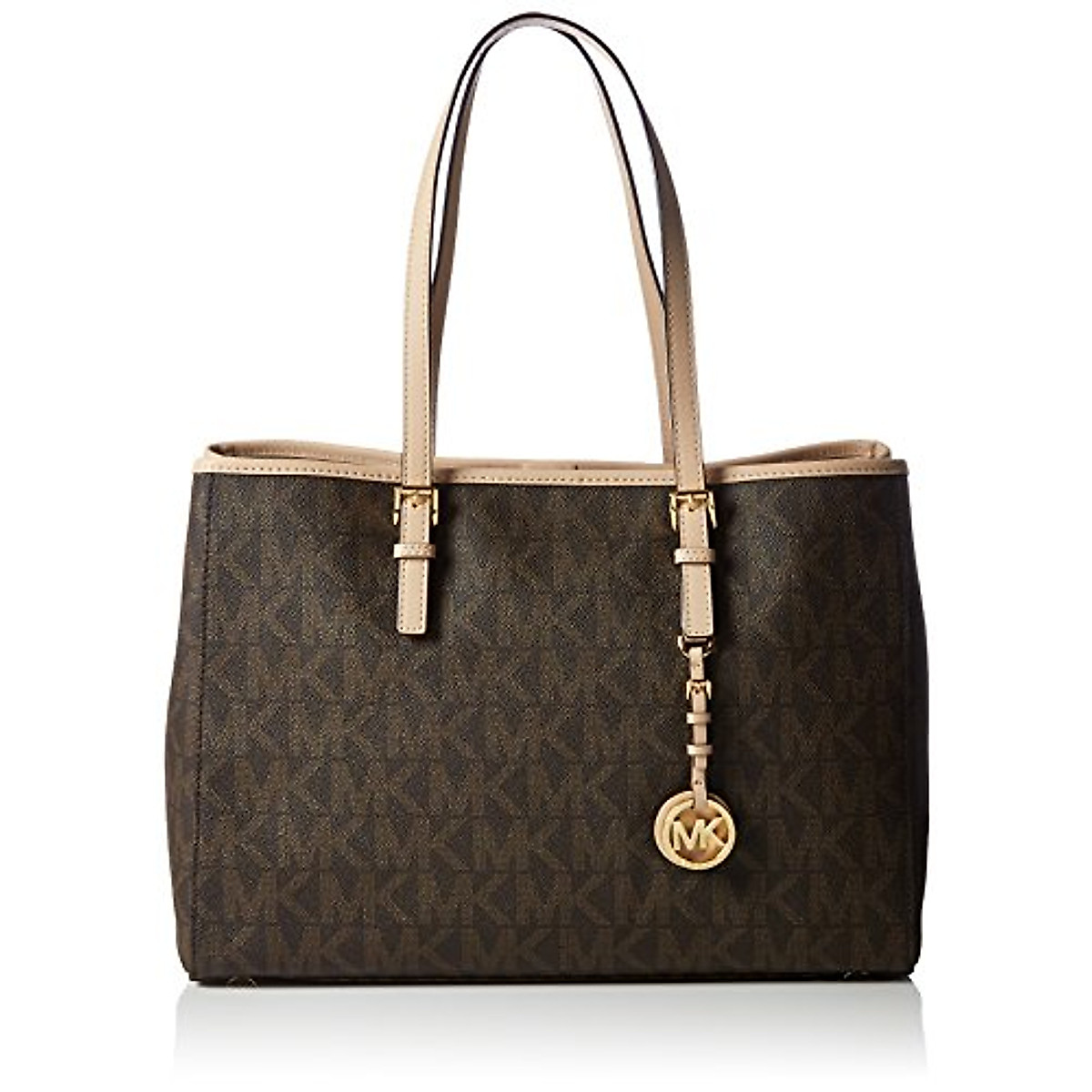 Michael Kors Jet Set Large Signature Travel Brown Tote Handbag 30T3GTVT7B-200