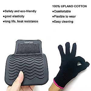 Heat Resistant Mat Pouch and Heat Resistant Glove for Curling Irons, Hair Straightener, Flat Irons and Other Hair Styling Tools 11.5" x 6", Black
