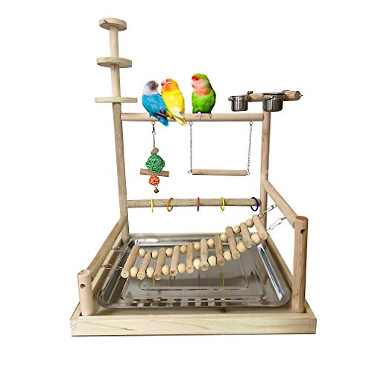 WYunpets Bird Perch Platform Stand Wood Bird Playground for Small Animals Parrot Parakeet Conure Cockatiel Budgie Gerbil Rat Mouse Chinchilla Hamster Cage Accessories Exercise Toys Sector