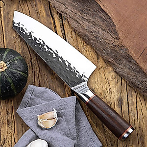 XT XITUO Kiritsuke Chef Knife 7-inch,Meat Sushi Cutting Cleaver Knife High Carbon Steel Knife Hand Forged Japanese Butcher Kitchen knives for Home Restaurant (7" Kiritsuke Knife)…