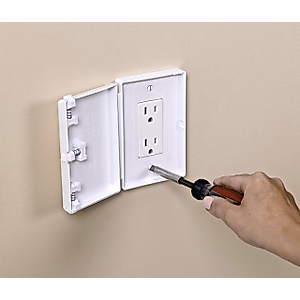 Child Be Safe, Baby Toddler Pet Resistant Electrical Safety Cover Guard for Home and Business, Made in USA, Compatible with Decora Leviton Legrand, Modern Wide Outlet Switch (1 Count, White)