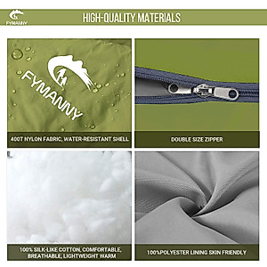 Warm Weather Sleeping Bag, FYMANNY Portable Waterproof Compact Lightweight Comfort with Compression Sack for Camping Backpacking Hiking, 83 L x 30" W Fits Adults(Army Green)