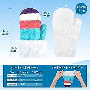 Arctic Paw Kids Gloves Winter Infant Mittens Boys Mittens Outdoor Sherpa Lined Winter Mitten Gloves Black Toddler Mittens, Stripe Mixed