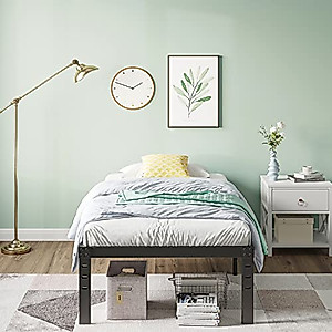 Sementa Twin-Bed-Frames 16 Inch High Heavy Duty-Platform-Mattress-Foundation - No Box Spring Needed,Storage Underneath,Easy Assembly,Noise Free,Black