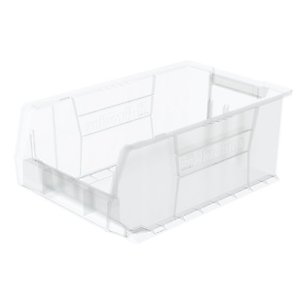 Akro-Mils 30281 Super-Size AkroBin Heavy Duty Stackable Storage Bin Plastic Container, (20-Inch L x 12-Inch W x 8-Inch H), Clear, (3-Pack)