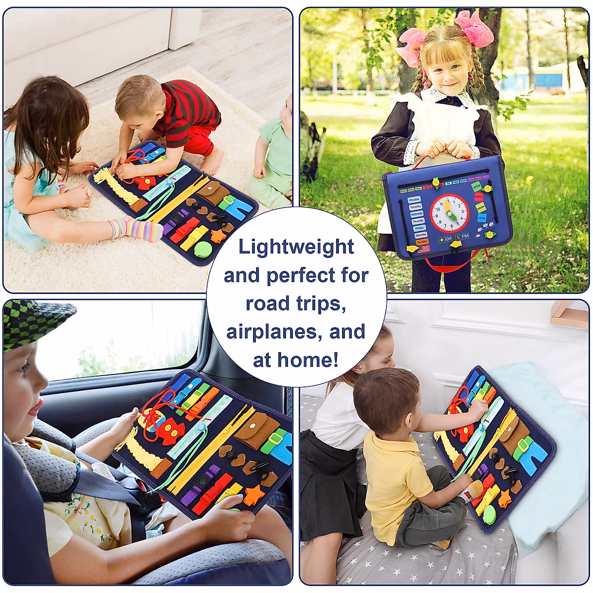 Busy Board Montessori Toys for Toddlers, Sensory Toys Gifts for 3+ Year Old Boys & Girls, Preschool Toddler Activities Educational Travel Toy Learning Basic Dress Skills