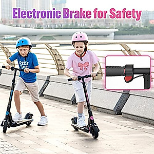 EVERCROSS EV06C Electric Scooter, Foldable Electric Scooter for Kids Ages 6-12, Up to 10 MPH & 5 Miles, LED Display, Colorful LED Lights, Lightweight Kids Electric Scooter (Black Blue)…