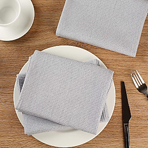 Classic Kitchen Towels, 100% Natural Cotton, The Best Tea Towels, Napkins, Absorbent and Lint-Free, Machine Washable, 16 x 24 Inch, 3 Pack Light Grey