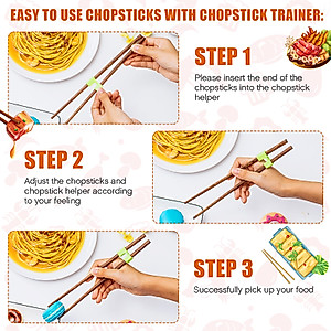 Suttmin 200 Pcs Reusable Chopsticks Helper Multicolor Training Chopsticks Hinges Connector Plastic Practice Chopstick Trainer Chinese Chop Stick Helper for Adult Learner Beginner