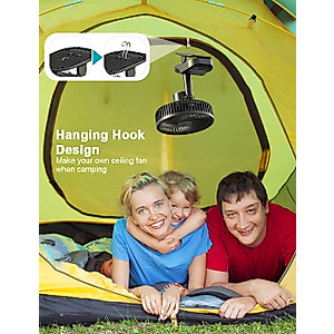 xasla 10000mAh Oscillating Battery Operated Fan, 8” Rechargeable Clip on Fan, 4 Speeds, Power Bank Battery, Timer, Clip & Hook for Grow Tent, Treadmill, Golf Cart, Camping, Baby Stroller