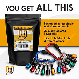 Bit Holder Keychain 2 x 6 PCS - Convenient Drill Bit Holder & Screwdriver Bit Organizer for DIY Enthusiasts - Portable, Easy-Access Design for Organized & Handy Bits - Perfect for On-the-Go Tasks