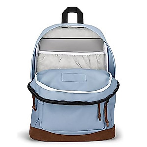 JanSport Right Pack Backpack - Travel, Work, or Laptop Bookbag with Leather Bottom, Blue Dusk