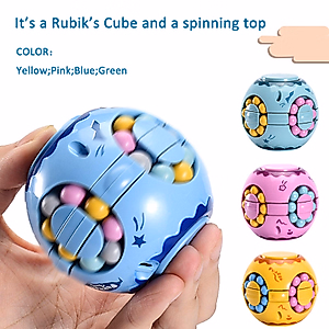 ODIKASO Rotating Magic Bean Cube Spinner Fidget Toy,Stress Relief Fidget Puzzles for Adults Kids,Anxiety Relief Learning & Education Toys,Puzzle Toys for Unisex-Children(Pink)