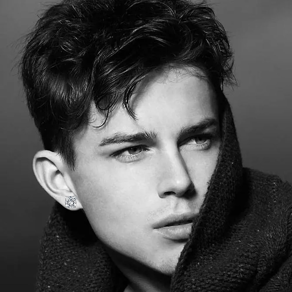 Hopply 4 Pairs Titanium Screw Back Surgical Stainless Steel Earrings for Women Men,Rainbow 5A Cubic Zirconia Studs Double Side Earrings Piercing Sleeper Jewelry 6mm (A-Black Colorful CZ)