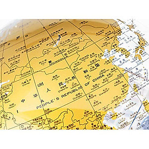geographic globe Acrylic Clear World Globe Built-in Cube Flag Pattern Rotating World Globe Map With Gold Tripod Stand Geographical Desktop Globe world globe gift (Silver) (Silver)