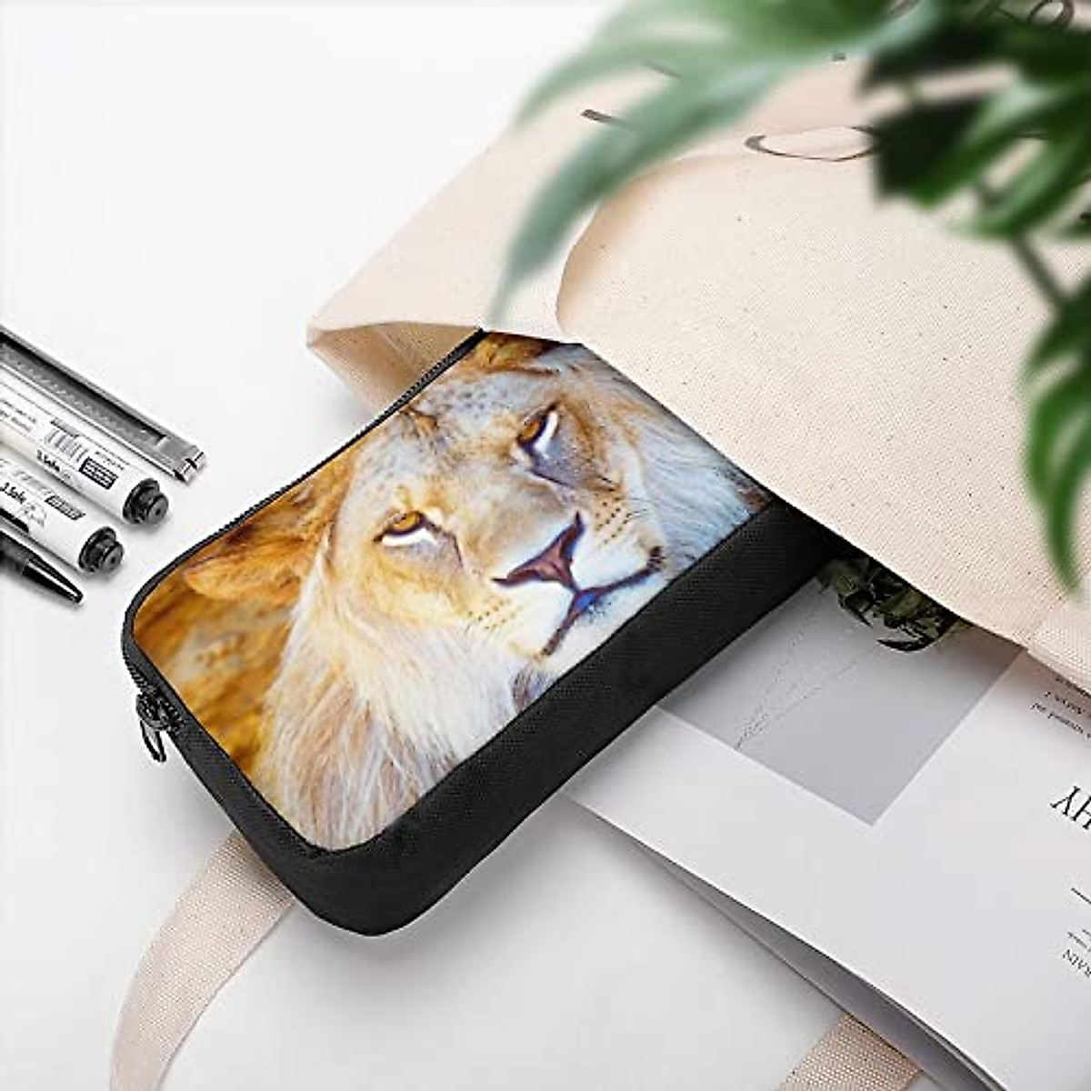 African Lion Teen Adult Pencil Case Large Capacity Pen Pencil Bag Durable Storage Pouch