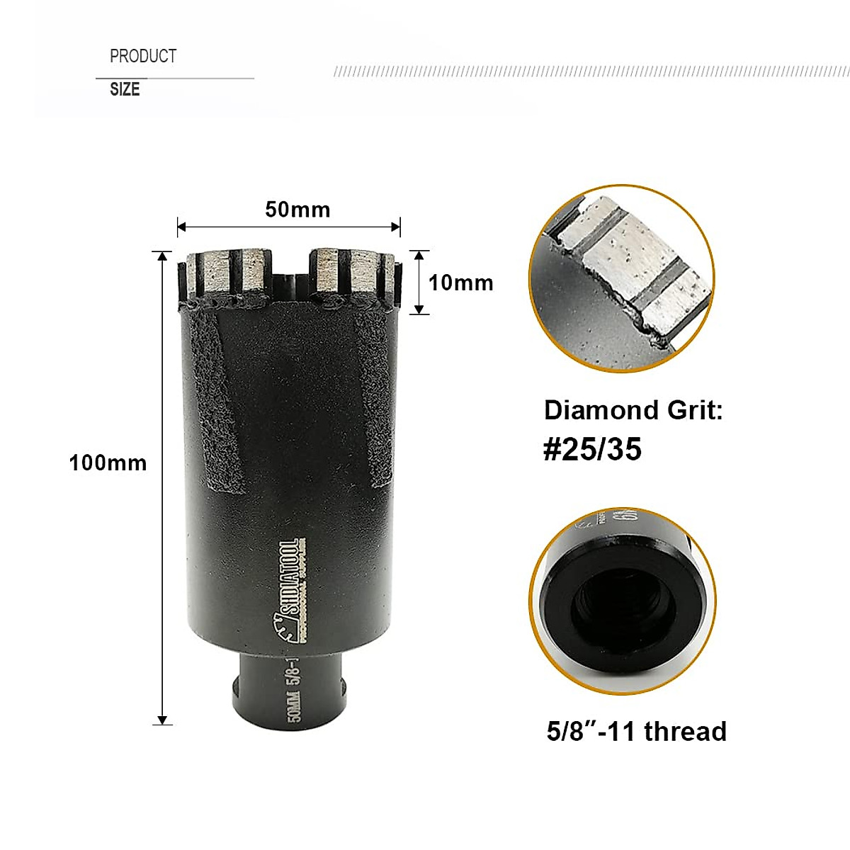 SHDIATOOL 2 Inch Diamond Granite Hole Saw Plus SDS Adapter for Marble Hard Stone Bricks
