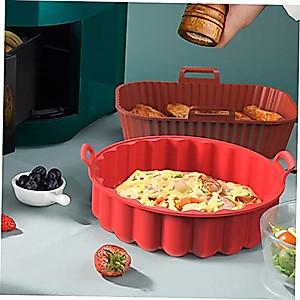 ULTECHNOVO Silicone Bakeware Air Fryer Instapot Air Fry Oven Air Fittings Silicone Air Fryer Liner Silicone Air Fryer Basket Silicone Pot for Air Fryer Air Fryer Baking Pots Silica Gel Red