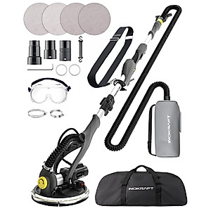 Drywall Sander with Vacuum Dust Collector, 820W DIY Popcorn Ceiling Removal Tool with Shoulder Strap, 600-1900RPM ETL Certified Electric Drywall Sander with 4 Vacuum Adapters, Aluminum Oxide Sandpaper