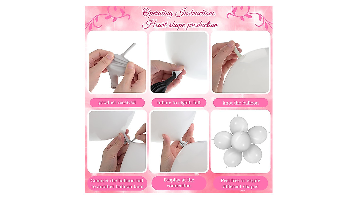 100 White Link Balloons for Easy Party & Wedding Decor