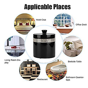 LIZEALUCKY Storage Container with Qtip Holder for Cotton Balls, Cotton Swabs, Round Cotton Pads, Dental Floss, Apothecary Jar(Negro)