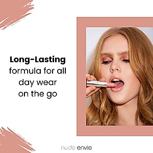 nude envie Lip Gloss - Certified Vegan Lipgloss Cruelty-Free and Paraben Free - Enriched Peptides, Vitamin E and Jojoba Oil (Whisper)