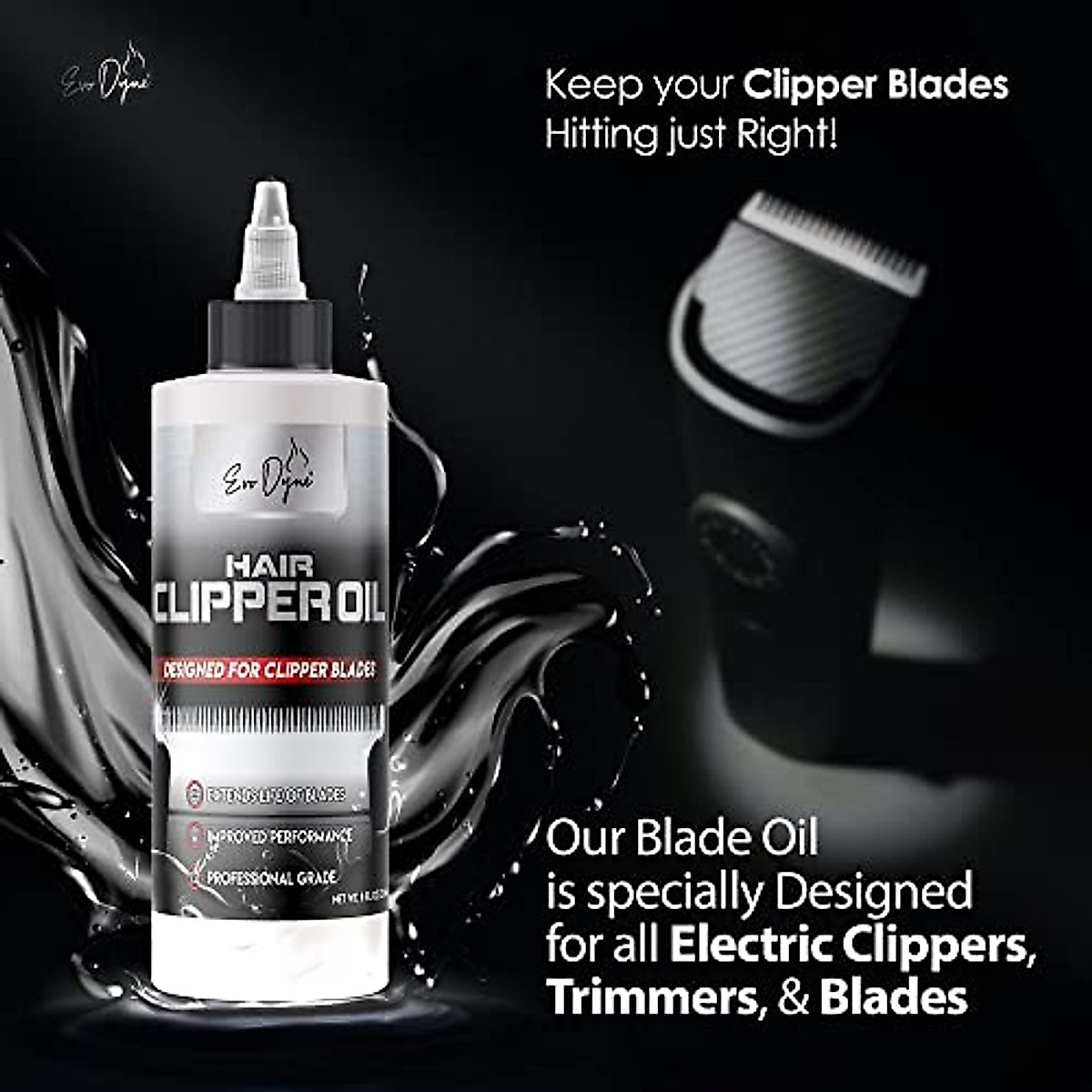 Hair Clipper Oil (8-oz Per Bottle), Made in USA, Clipper Oil for Electric Clippers | Prevents Rust & Extends the life of Clipper & Blades by Evo Dyne (1-Pack)