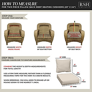 RSH DECOR: Deep Seating Cushion with Pillow Back | 23" x 24” Seat | Water and Fade-Resistant Spun Fabric | Outdoor Chair Cushion Set for Patio Furniture | Peacock