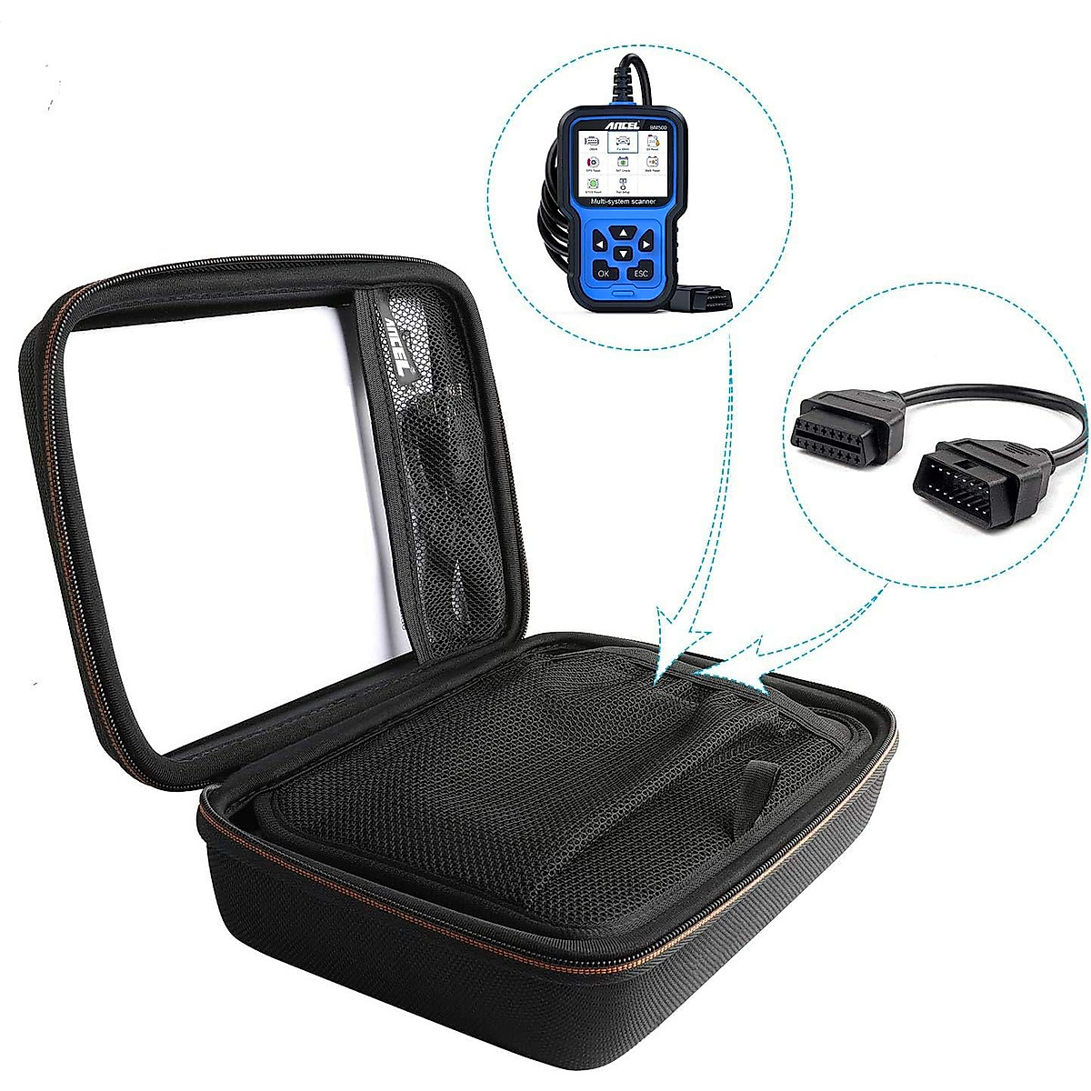 ANCEL Case for OBD2 Scanner, Protective and Storage Box (L) for All Innova and ANCEL Products Black