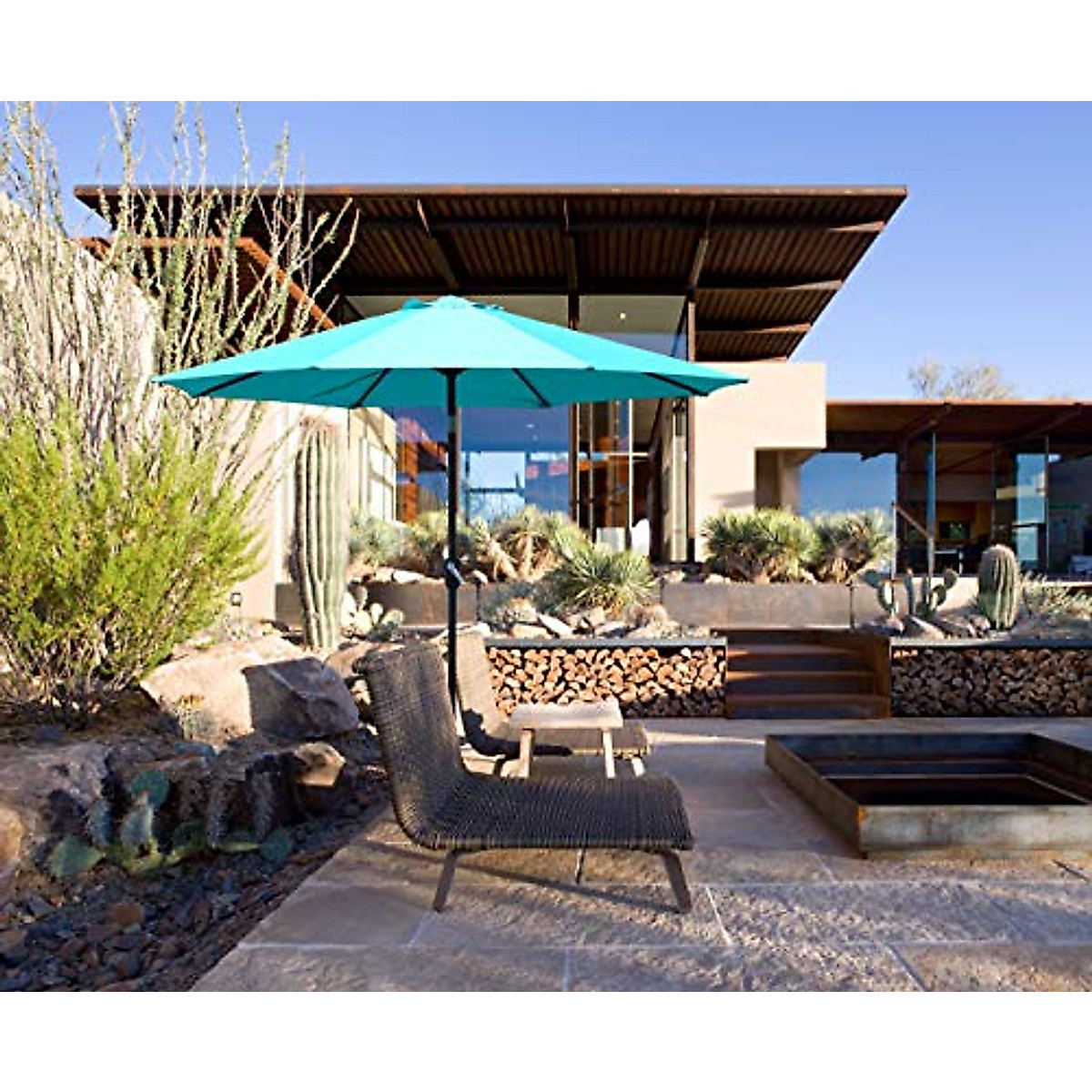 Grand patio 9 FT Enhanced Aluminum Patio Umbrella, UV Protected outdoor Umbrella with Auto Crank and Push Button Tilt, Blue