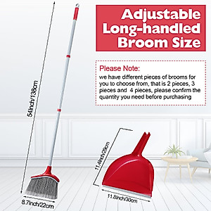 Meanplan 4 Pcs Angle Broom and Dustpan Combo Set for School Classroom 54'' Outdoor Indoor Cleaning Broom Commercial Broom with Step-on Dustpan for Home Kitchen Office Floor Dirt Dust Hair Cleaning