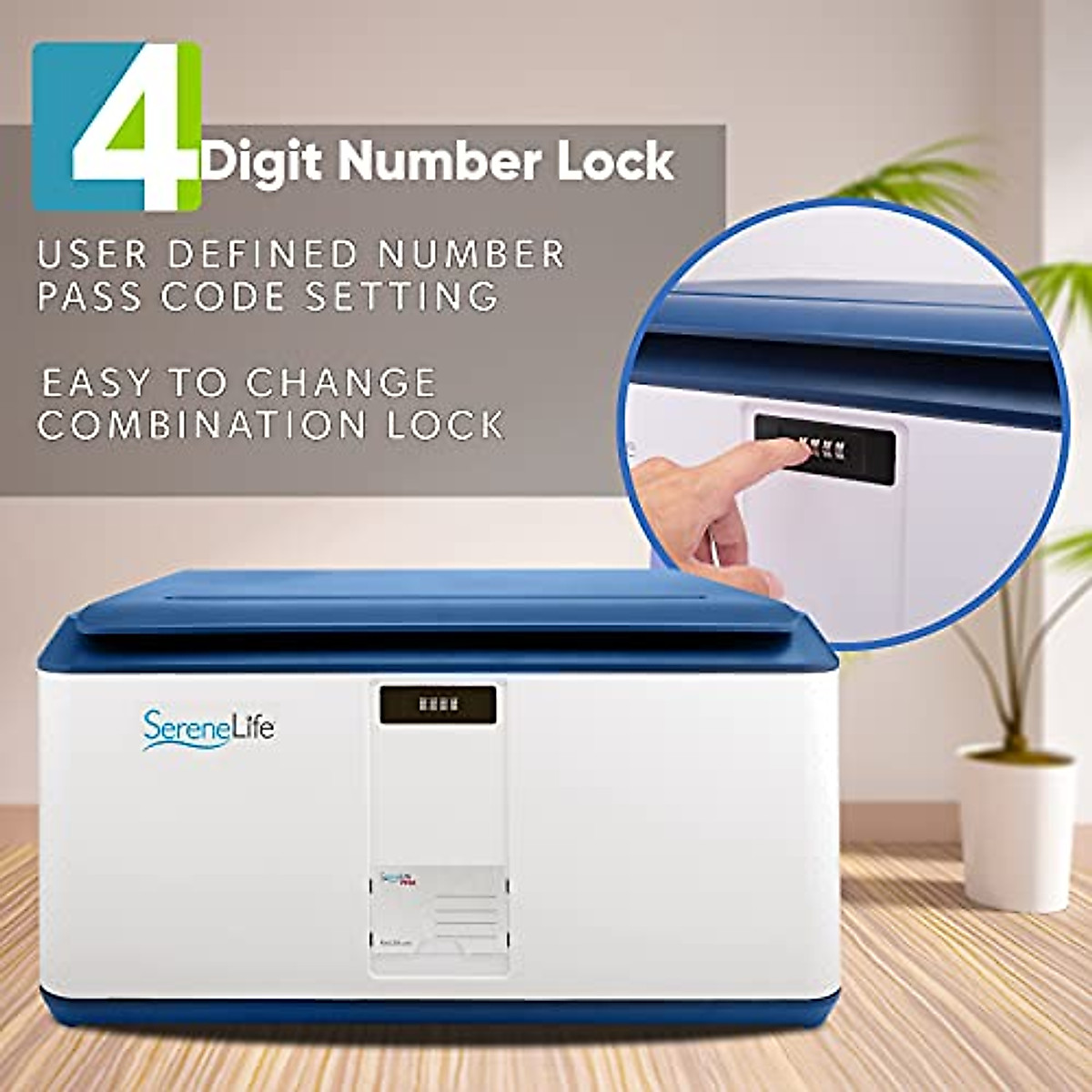 SereneLife Locking Storage Container Bin - 21 Gallon Large Capacity - Stackable Storage Tote Deck Box - Tough Durable Plastic Household Organizer with Lid, and Security Combination Lock