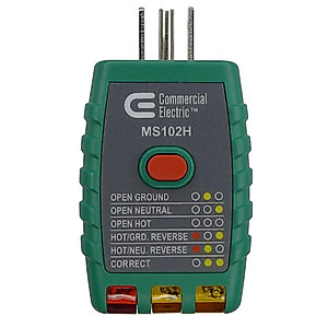 Commercial Electric 110-220V AC/DC Voltage Tester with GFCI Outlet Tester