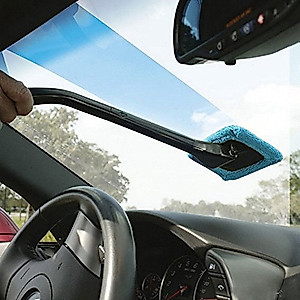 FULL WERK Microfiber Windshield Cleaner Multipurpose Microfiber Car Duster Windshield Cleaner Auto Glass Window Brush with Long Handle and Pivoting Head