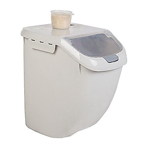 plplaaoo Flip-Top Pantry Storage, Storage Container, Grain Storage Box Waterproof Grain Rice Storage Bin Food Containers Leak Proof Locking Lid,Storage Boxes Plastic for Cereal Pet Food (Grey), St